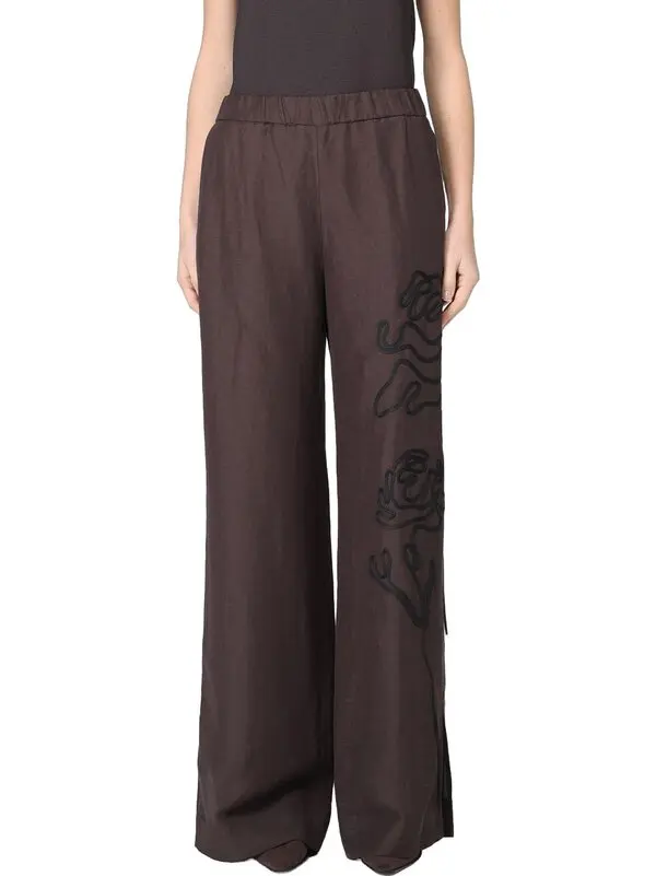 Liviana Conti Wide Leg Trousers - Brown