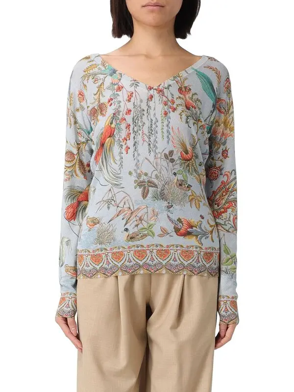 Etro Printed Long Sleeve Sweater - Blue