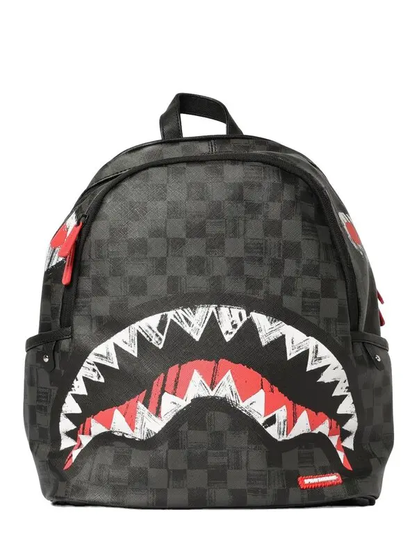 SPRAYGROUND Scribble Shark Savage Saffiano Check Synthetic Leather Backpack - Multicolor