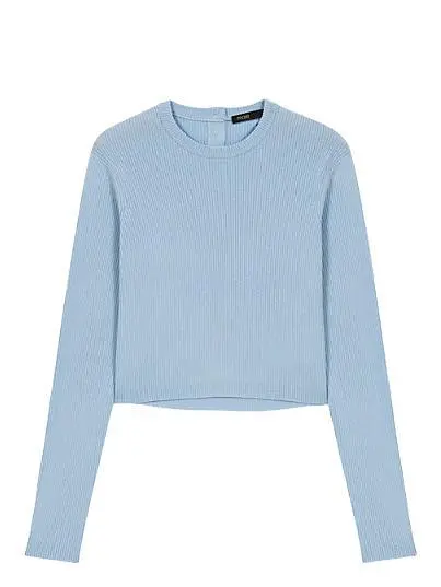 Maje Jewelled-buttons Knitted Wool Jumper - Blue Sky