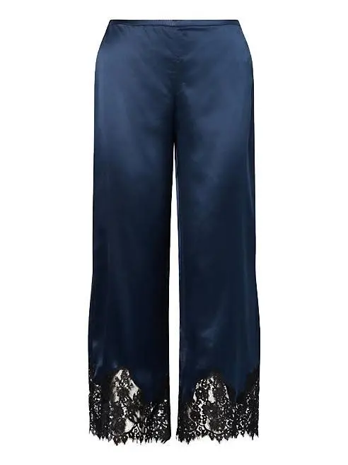REFORMATION Carolina Lace-trim Silk Trousers - Midnight Black