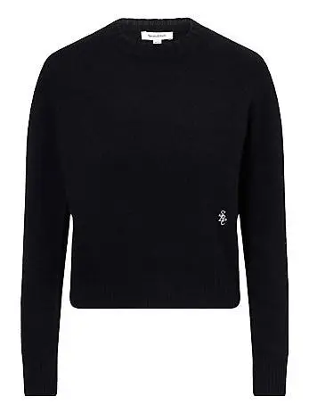 SPORTY & RICH Emblem-embroidered Cashmere-blend Jumper - Black