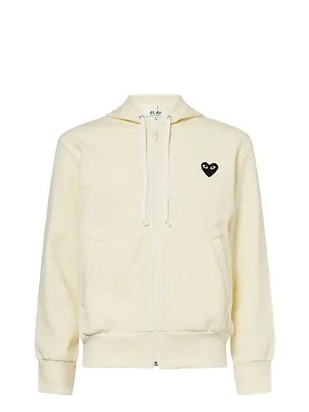 Play Comme Des Garcon Heart Regular-fit Woven Hoodie - Ivory