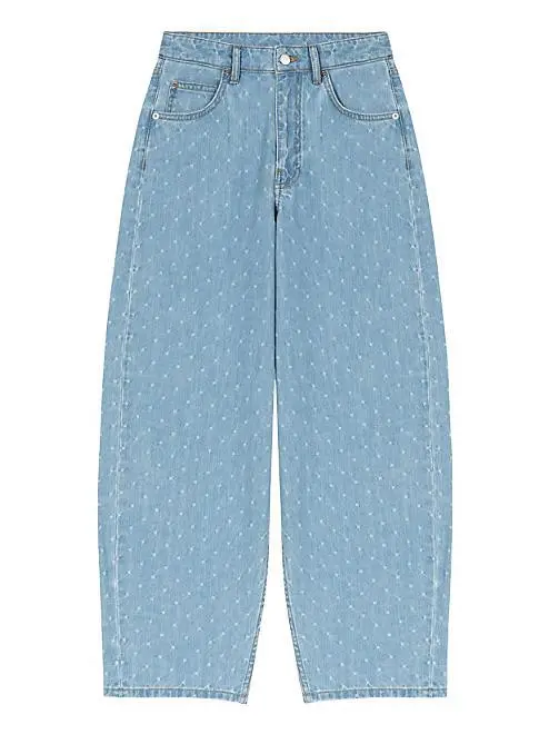 Maje Textured Balloon Denim Jeans - Blue Sky