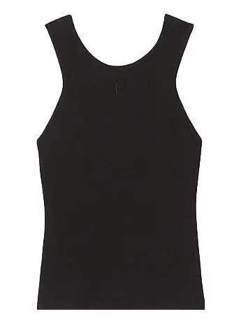 Claudie Pierlot Round-neck Fitted Cotton Vest - Black