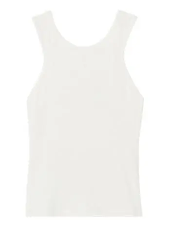 Claudie Pierlot Round-neck Fitted Cotton Vest - Ivory