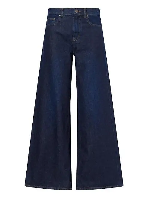 ME+EM Wide-leg Contrast-stitch Denim Jeans - Rinse Wash