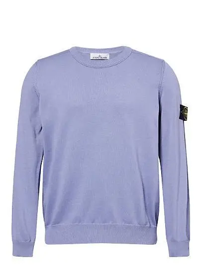 Stone Island Badge Crewneck Cotton-knit Jumper - Dark Blue