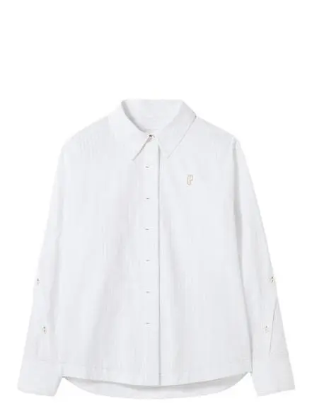 Claudie Pierlot Striped Cotton Poplin Shirt - Ecru