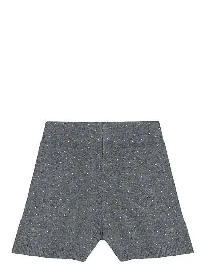 Maje Rhinestone-embellished Wool-blend Shorts - Grey