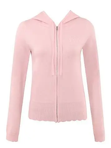House Of Cb Wool And Cashmere-blend Zip-up Hoodie - Pink Dogwood