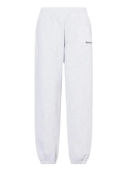 SPORTY & RICH Run Club Cotton Jogging Bottoms - Heather Gray