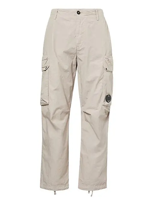 C.P. COMPANY Cotton Trousers With Drawstring Cuffs - Dove