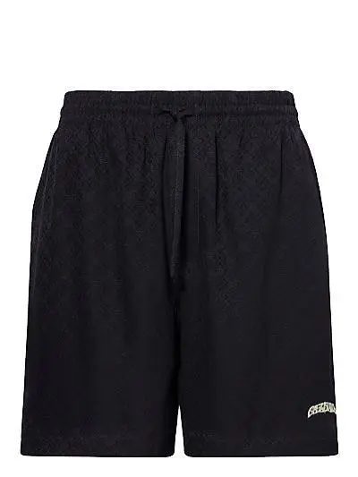 Casablanca Volcano Monogram Silk Shorts - Black