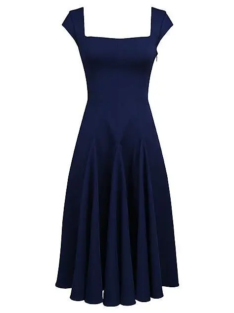 House Of Cb Raisa Lace-back Twill Midi Dress - Navy