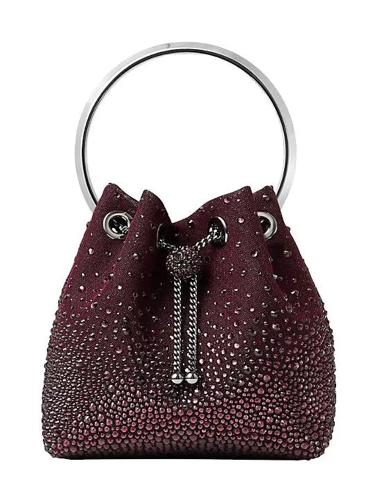 JIMMY CHOO Bon Bon Crystal-embellished Satin Bag - Deep Merlot/dark Sil