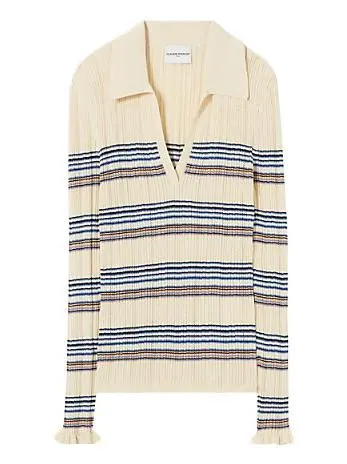 Claudie Pierlot Striped Collared Knitted Top - Multicolored