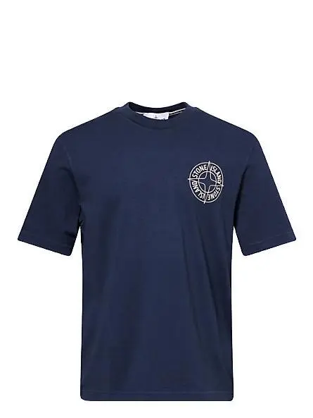 Stone Island Compass Crewneck Cotton-jersey T-shirt - Navy Blue