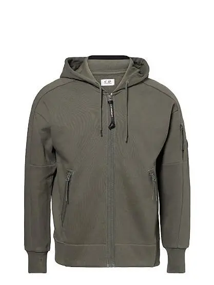 C.P. COMPANY Diagonal Raised Zip-up Cotton-jersey Hoodie - Gunmetal