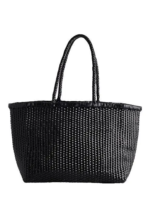 Dragon Diffusion Woven Leather Tote - Black