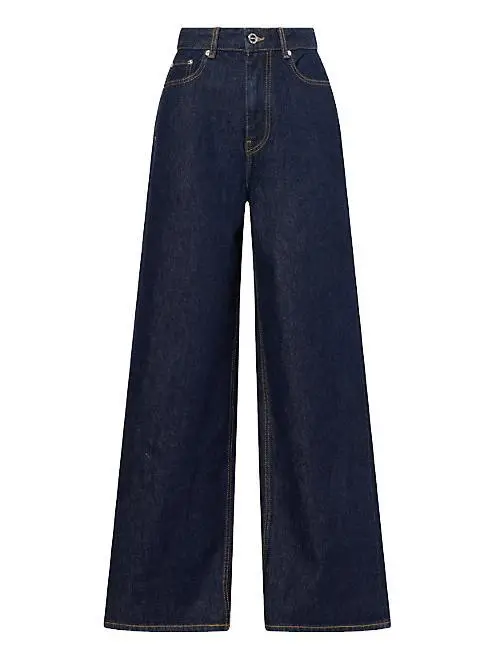 GANNI Wide-leg Contrast-stitch Denim Jeans - Rinse