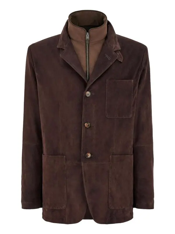 Canali Bruma Suede Jacket - Brown