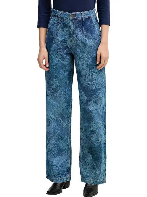 Sisley Floral Pattern Jeans - Blue