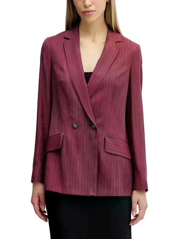 Sisley Pinstripe Double-breasted Blazer - Red