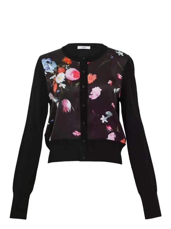 Erdem Floral Print Cropped Cardigan - Black