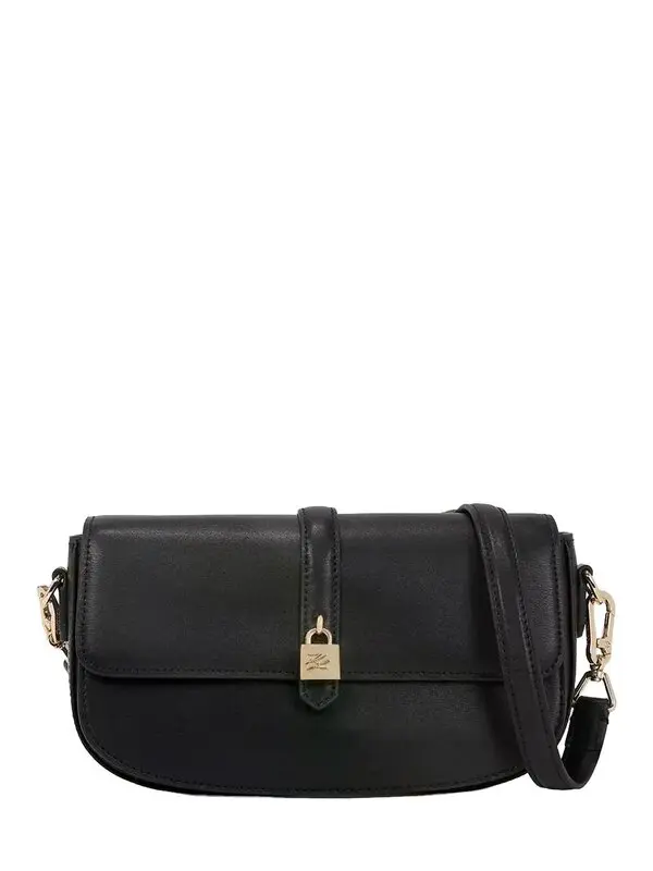 Karl Lagerfeld Padlock Satchel Cross Body Bag - Black