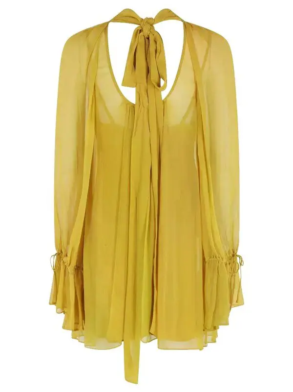 Staud Bow-neck Mini Dress - Yellow