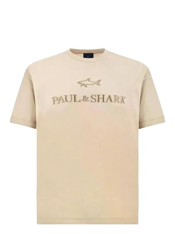 Paul & Shark Logo-embroidered Cotton Jersey T-shirt - Neutrals