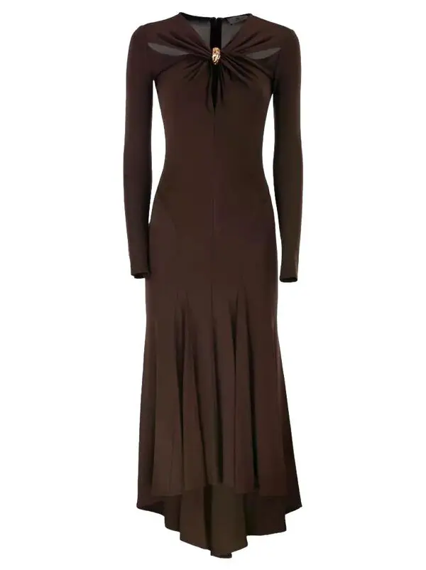 Elisabetta Franchi Cut-out Long-sleeved Dress - Brown