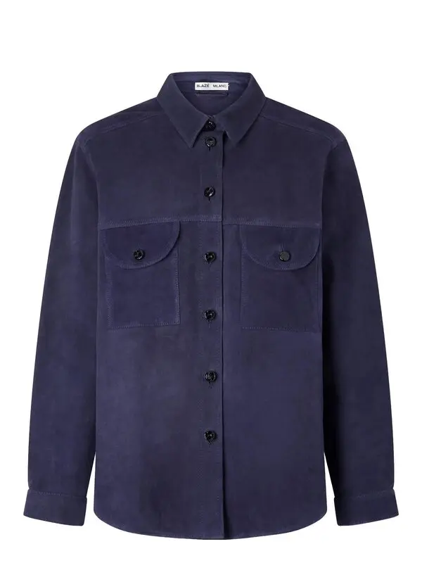 BLAZÉ MILANO Berber Suede Shirt - Blue