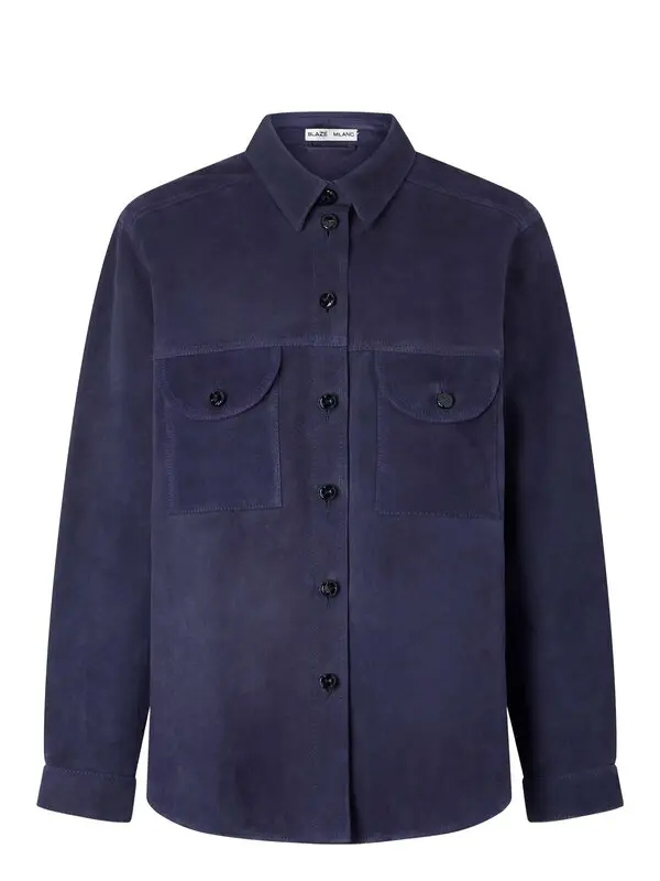BLAZÉ MILANO Berber Suede Shirt - Navy