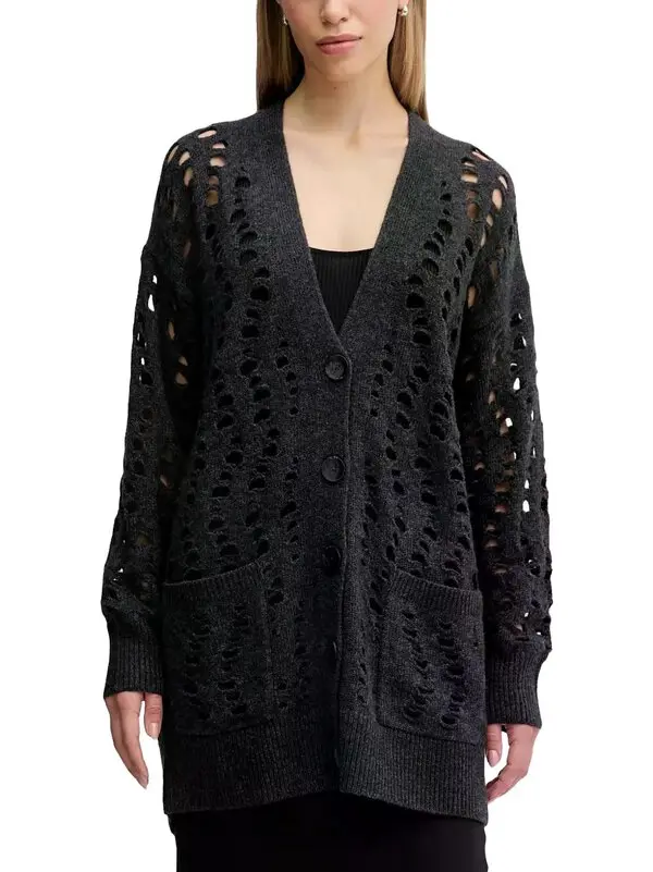 Sisley Distressed Cardigan With Pockets - Grey