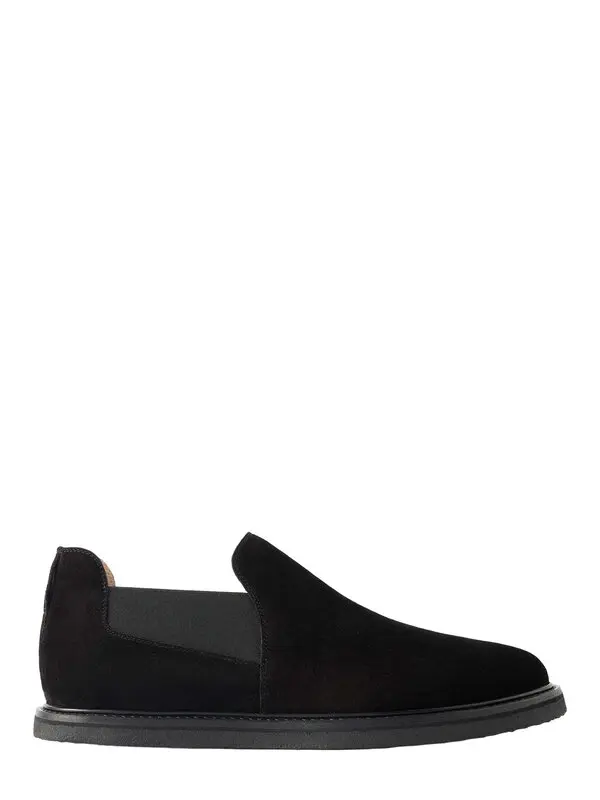 THE ROW Parker Suede Loafers - Black