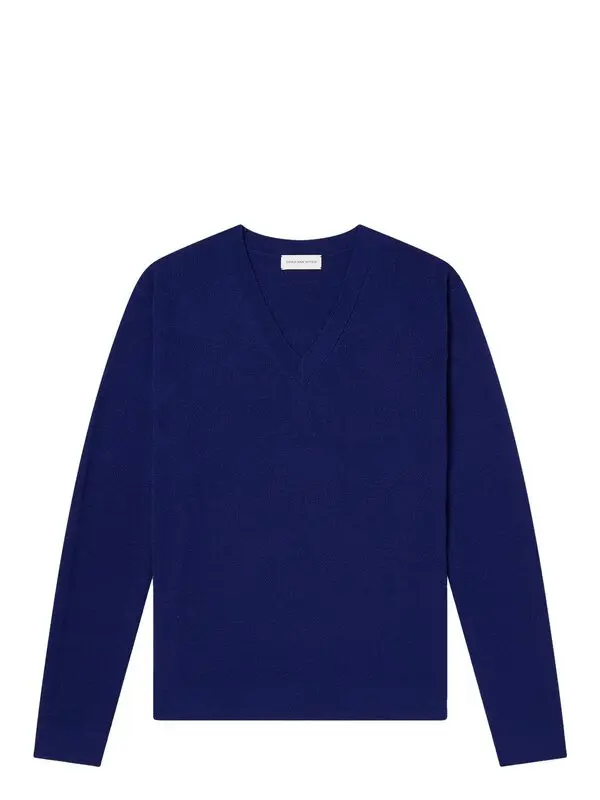 Dries Van Noten Merino Wool V-neck Sweater - Blue