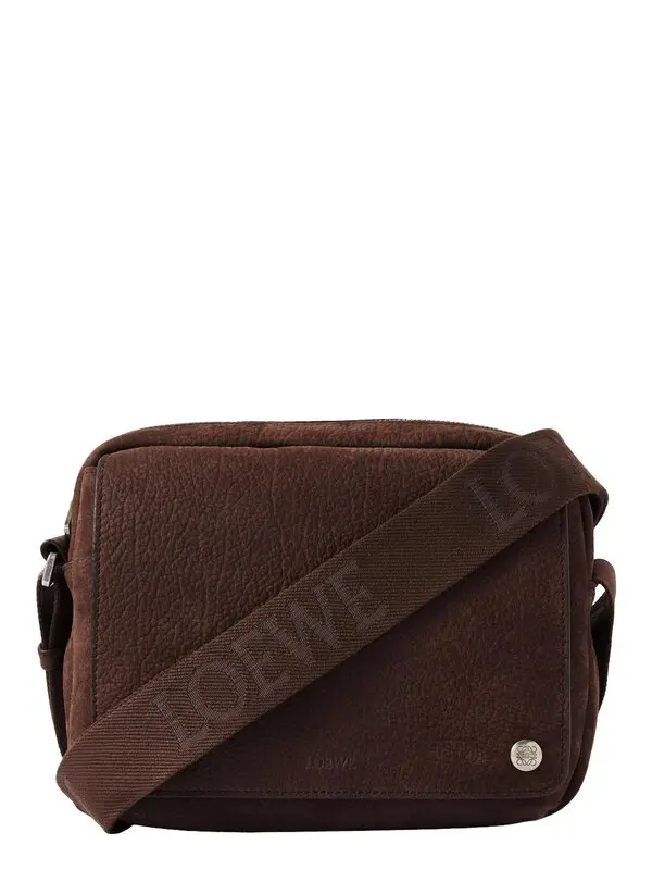 Loewe Pebble Embellished Full-grain Nubuck Messenger Bag - Brown