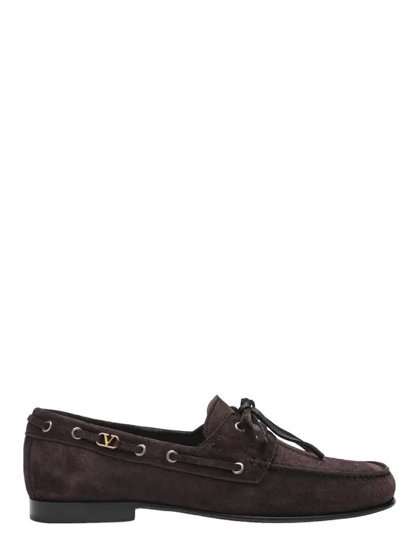 Valentino Garavani Suede Lace-up Loafers - Brown
