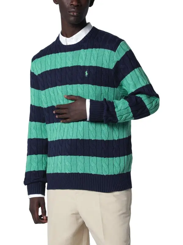 Polo Ralph Lauren Striped Cable-knit Cotton Sweater - Multicolor