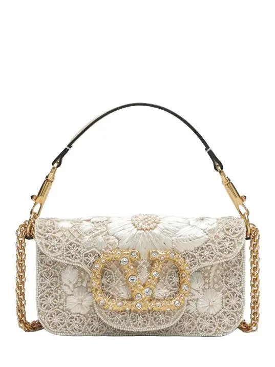 Valentino Garavani Small Locò Bag With Vlogo Signature Jewel - White