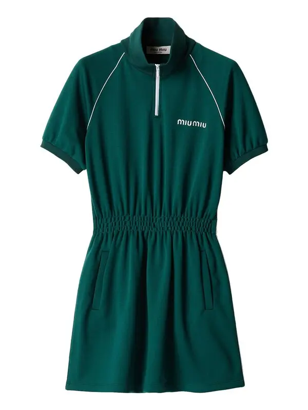 Miu Miu Technical Jersey Mini-dress - Billiard Green