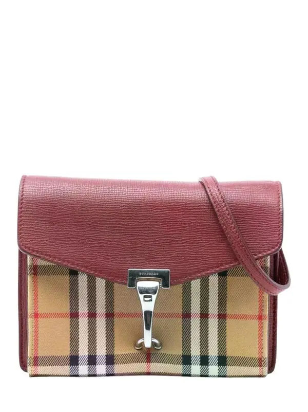 Burberry Small Leather And House Check Canvas Derby Macken Crossbody Bag - Brown