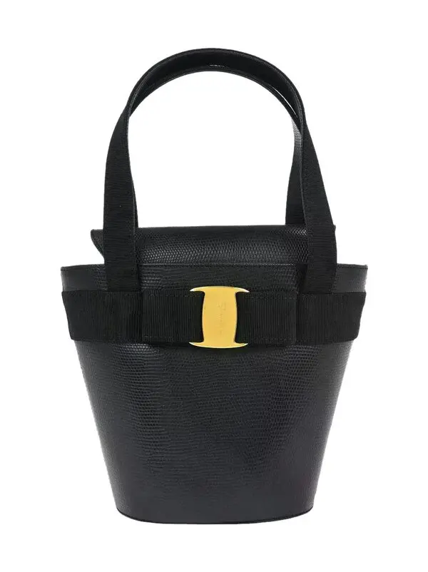 FERRAGAMO 1990-2000s Vara Bow Tote Bag - Black