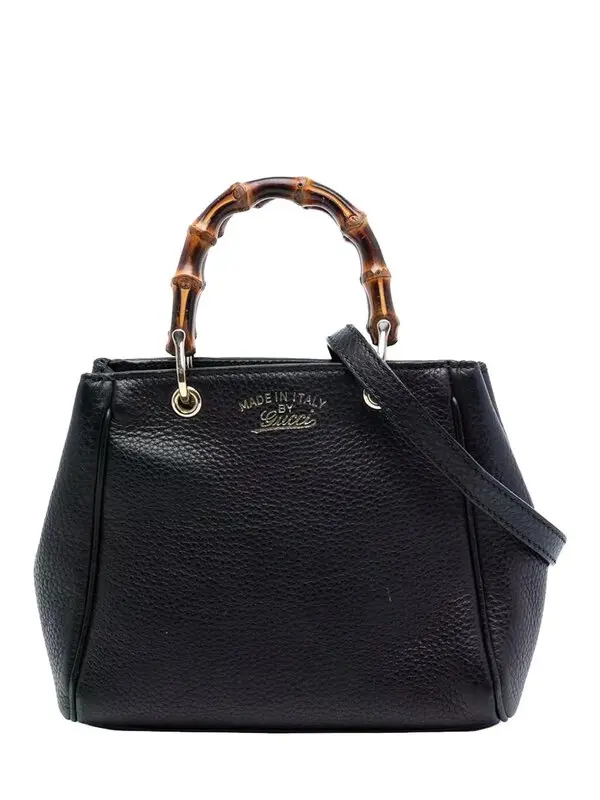 Gucci Mini Calfskin Bamboo Shopper Satchel - Black