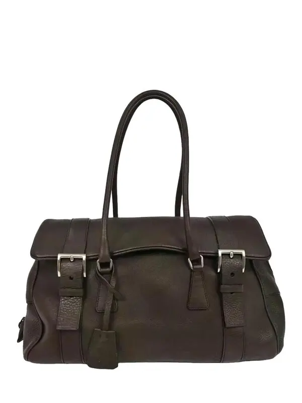 Prada 1990-2000s Buckled Leather Shoulder Bag - Brown