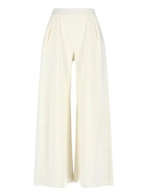 Max Mara Wide Pants In Virgin Wool - Cream