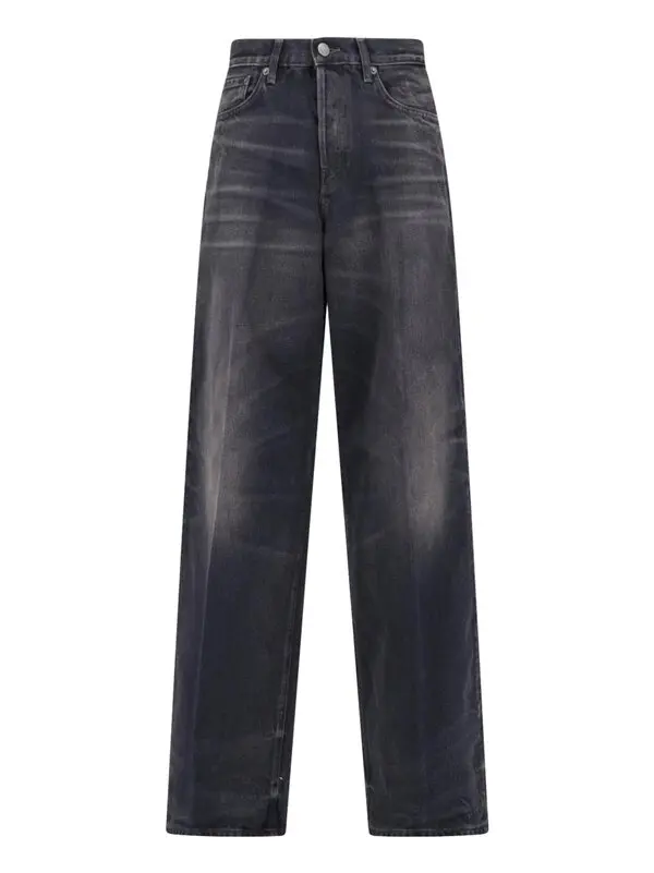 HAIKURE Cotton And Linen Wide Leg Jeans - Black
