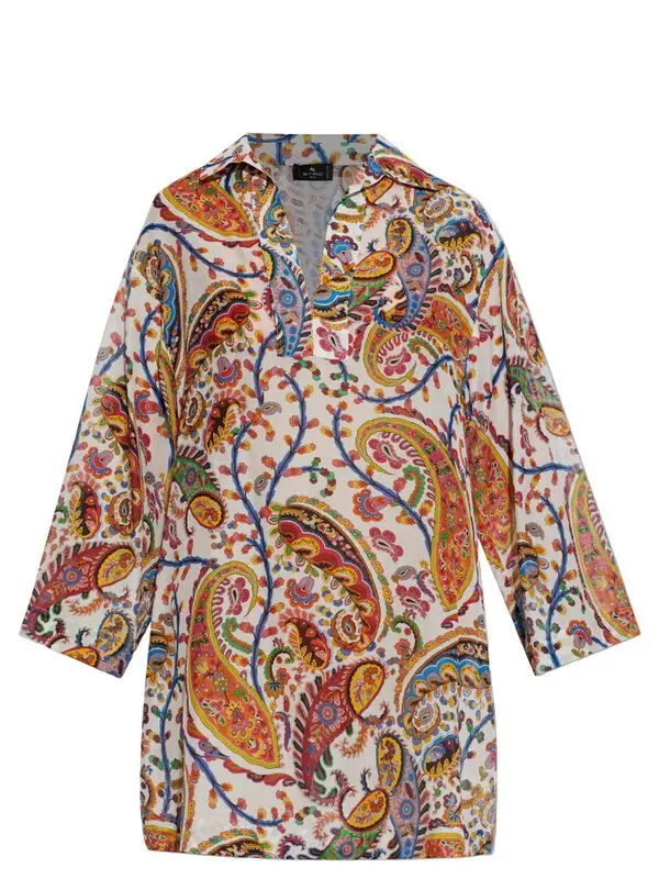 Etro Paisley Print Cotton-silk Top - Multicolour